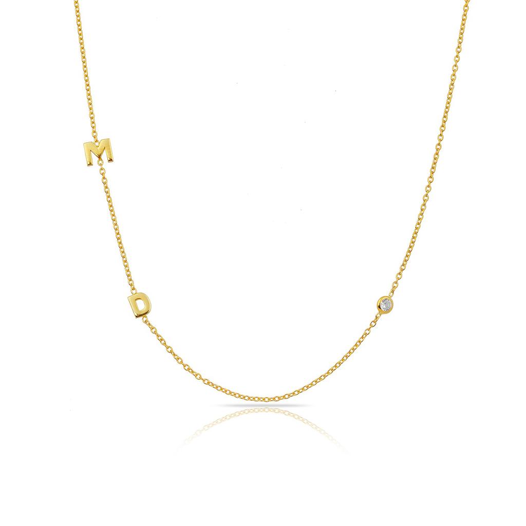 Customized Alphabet Letter Necklace Gold Mini No Crystals Personalized Dainty Layering Necklace The Sis Kiss Jewelry